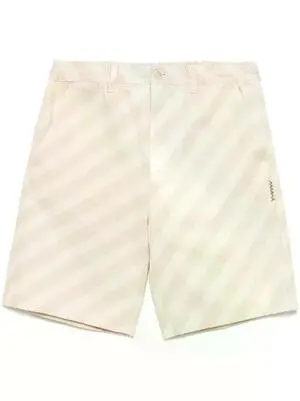 Marni Striped Diagonal Denim Shorts - Neutrals