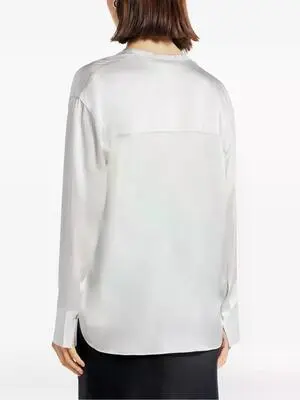 Vince Silk Band Collar Blouse