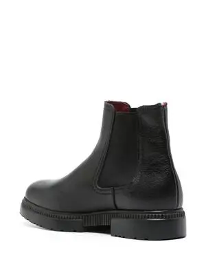 Tommy Hilfiger Monogram Plaque Leather Ankle Boots