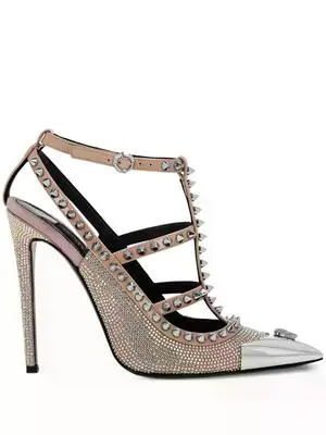 Philipp Plein 120mm Skull-embellished Leather Pumps - Neutrals