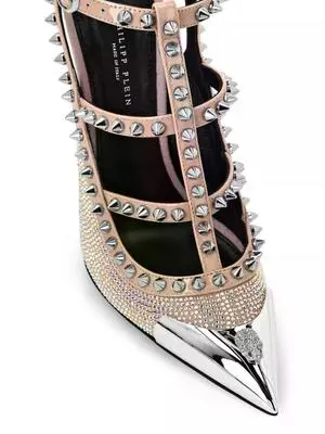 Philipp Plein 120mm Skull-embellished Leather Pumps - Neutrals