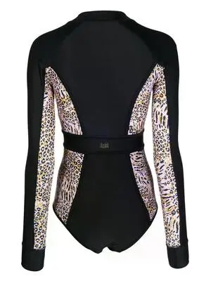 DUSKII Leopard-print Long-sleeve Surf Suit