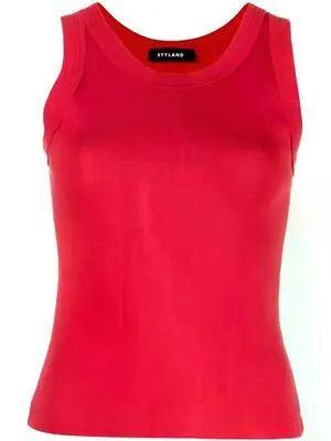 STYLAND STYLAND Slim-Cut Organic Cotton Tank Top Red