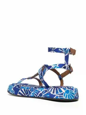 La DoubleJ Jazzy Seashell-print Flat Sandals