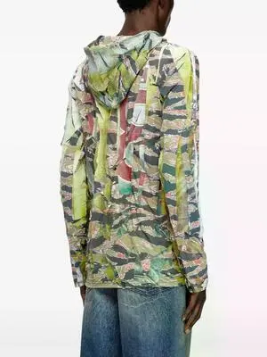 DIESEL® Graphic Print Hooded Long Sleeve Top