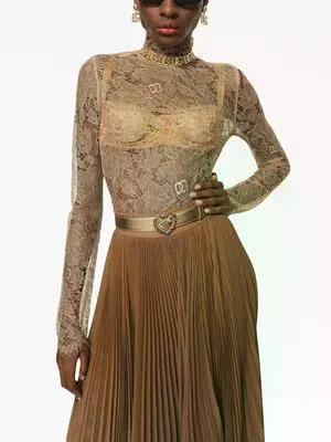 Dolce & Gabbana Floral Lace High-neck Blouse