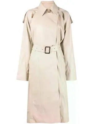 BOYAROVSKAYA Logo Patch Belted Trench Coat - Neutrals