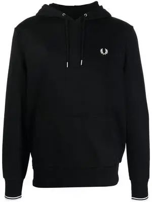 Fred Perry Embroidered Logo Detail Hoodie - Black