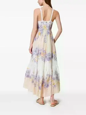 TWINSET Floral Print Tiered Midi Dress