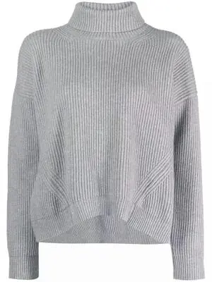 Peserico Roll-neck Silk-wool Blend Jumper - Grey
