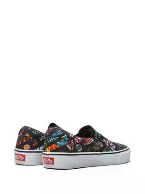 VANS Graffiti Print Slip-on Sneakers - Black