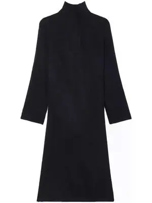A.p.c. High-neck Ribbed Knit Midi Dress - Black