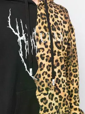 HACULLA. Panelled Leopard-print Logo Hoodie