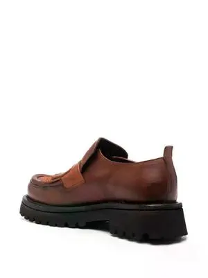 Moma Calf Leather Loafers With Fringe Detail