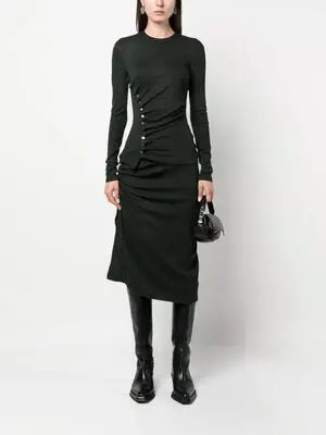 Rabanne Asymmetric Gathered Midi Skirt