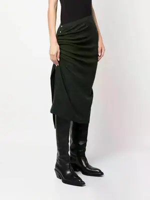 Rabanne Asymmetric Gathered Midi Skirt