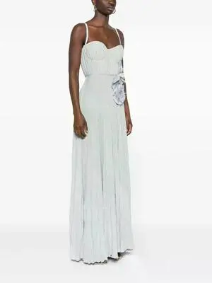 Elisabetta Franchi Floral Appliqué Gown - Blue