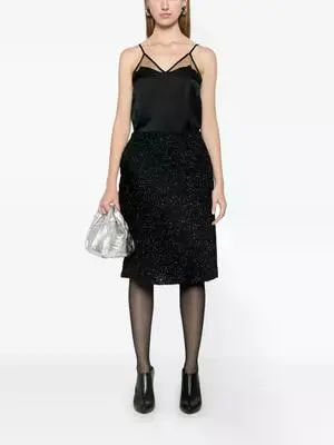 TWINSET Sleeveless V-neck Satin Top With Tulle Inserts