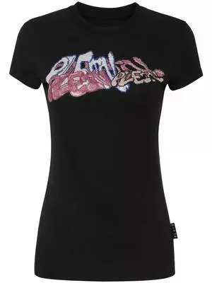 Philipp Plein Crystal-embellished Logo Print T-shirt - Black
