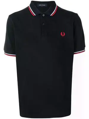 Fred Perry Stripe-trim Logo Polo Shirt Blue