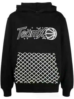 JUST DON Graphic-print Cotton Hoodie - Black