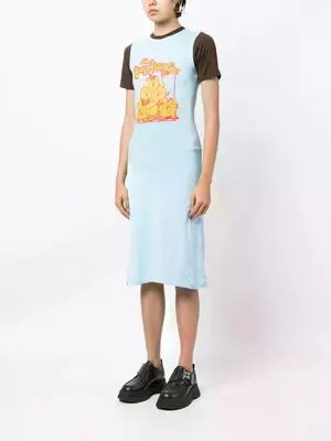 CHARLES JEFFREY Graphic Print Cotton Dress - Blue