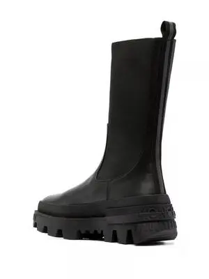 Moncler Calf Leather Panelled Boots - Black