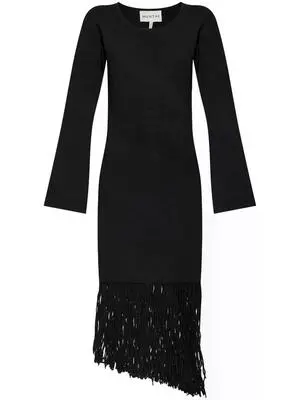 Munthe Fringe-detail Midi Dress - Black