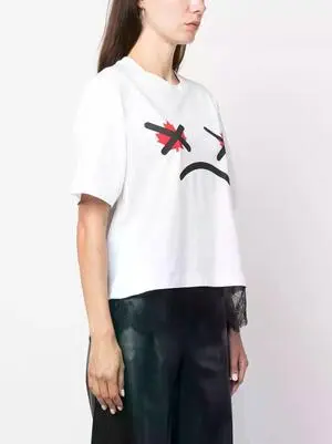 Dsquared2 Lace-trimmed Graphic Print Cotton T-shirt