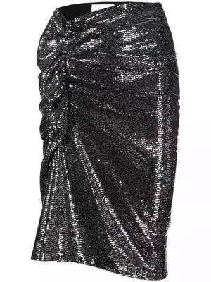 MARANT ETOILE Dolene Rhinestone Pencil Skirt - Silver