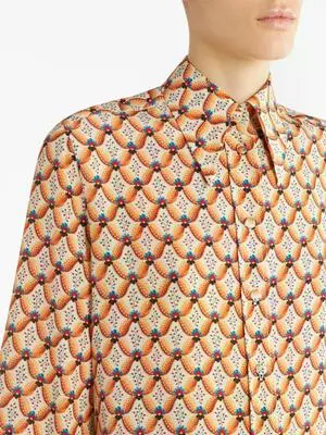 Etro Floral Print Silk Shirt - Brown
