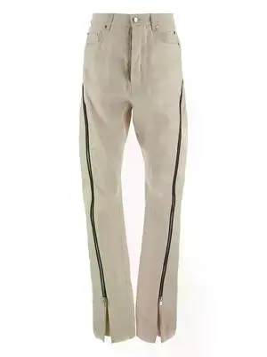 Rick Owens Straight-leg Trousers With Decorative Zip Detailing - Neutrals
