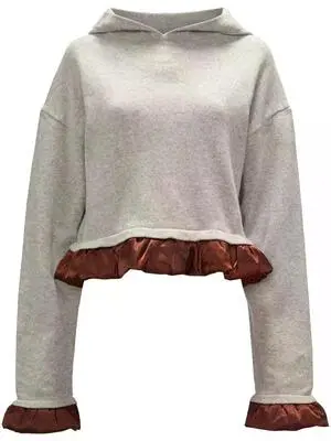 JW Anderson Satin-trimmed Cropped Hoodie