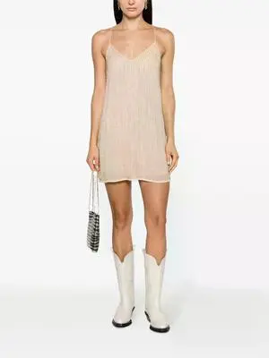 Zadig&Voltaire Rhinestone Embellished V-neck Mini Dress - Neutrals