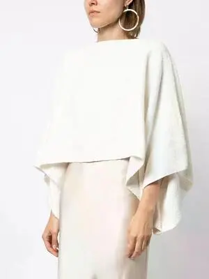 Voz Cropped Cape Top - White