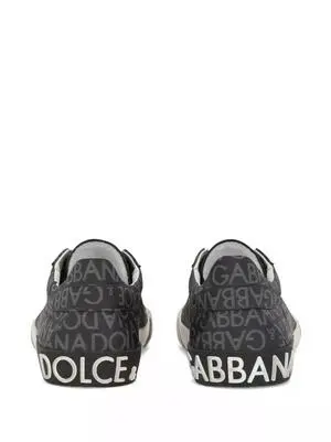 Dolce & Gabbana Portofino Logo Print Sneakers - Grey