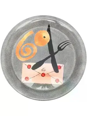 FORNASETTI Graphic-print Tray - Grey