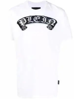 Philipp Plein Rhinestone Embellished Logo T-shirt - White