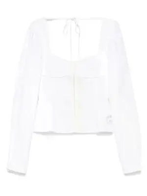 MARINE SERRE Sweetheart Neck Cotton Blouse