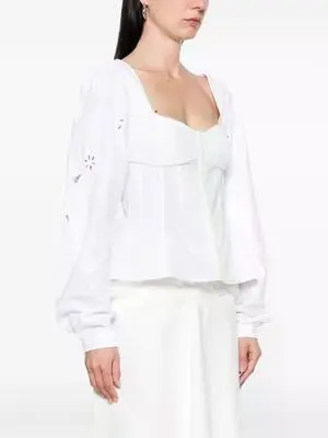 MARINE SERRE Sweetheart Neck Cotton Blouse