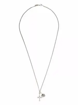 Emanuele Bicocchi Rose And Cross Pendant Necklace