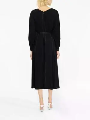 Stella McCartney Midi Skirt With Front Slit And Contrast Stitching