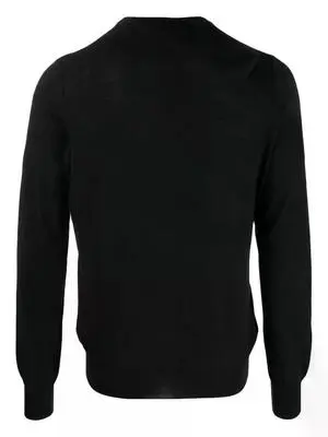FILERIA Round Neck Fine Knit Virgin Wool Sweater - Black