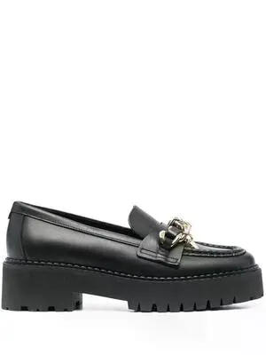 Tommy Hilfiger Calf Leather Chain-link Detail Loafers - Black
