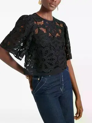 TEMPERLEY LONDON Guinevere Lace Blouse - Black