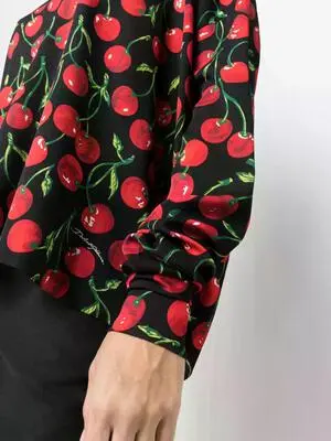 Dolce & Gabbana Cherry Print Long Sleeve Blouse