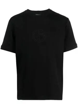 Giorgio Armani Logo-embroidered Round-neck T-shirt - Black