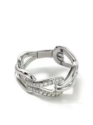 John Hardy Sterling Diamond Pavé Link Ring - Silver