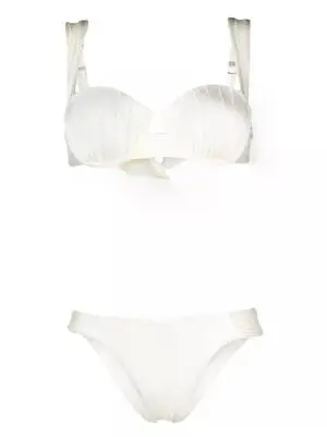 NOIRE SWIMWEAR Underwire-cup Tie-fastening Bikini Set - Neutrals
