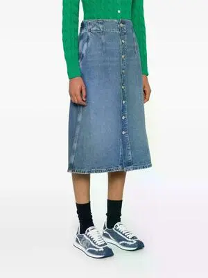 Polo Ralph Lauren A-line Denim Midi Skirt